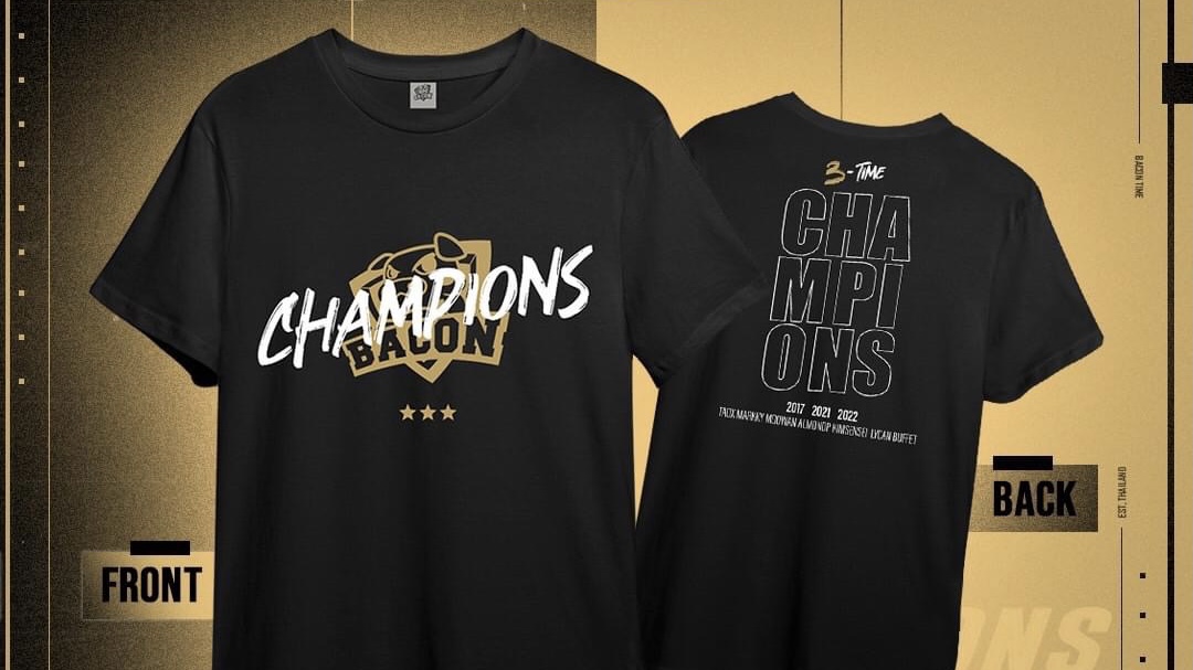 Bacon Time ปล่อยเสื้อ Limited ฉลองแชมป์โปรลีก 3 สมัย | ONE Esports Thailand